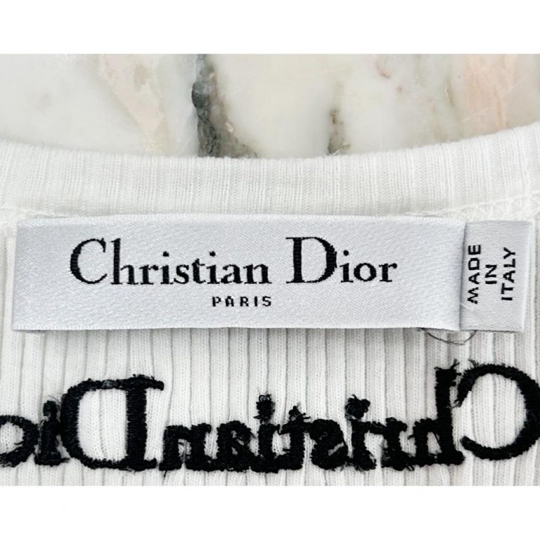 RESERVED FOR SHARON Dior white ribbed tank top w/ embroidered logos ...